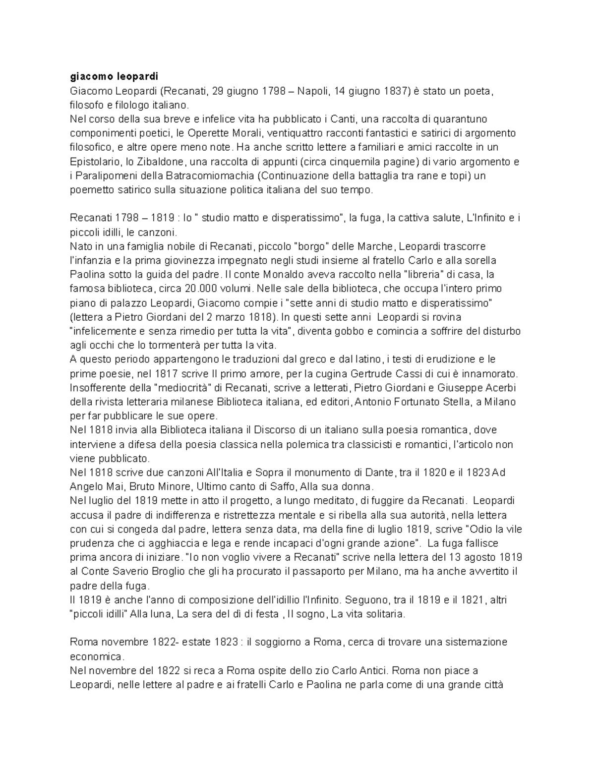 Giacomo Leopardi, Analisi Poesie - giacomo leopardi Giacomo Leopardi ...
