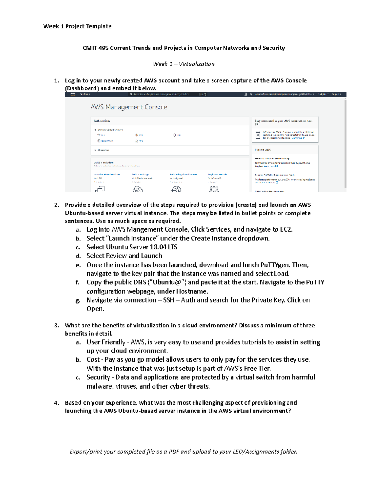 Virtualization Template Task Week 1 Assignment - CMIT 495 - UMGC - Studocu
