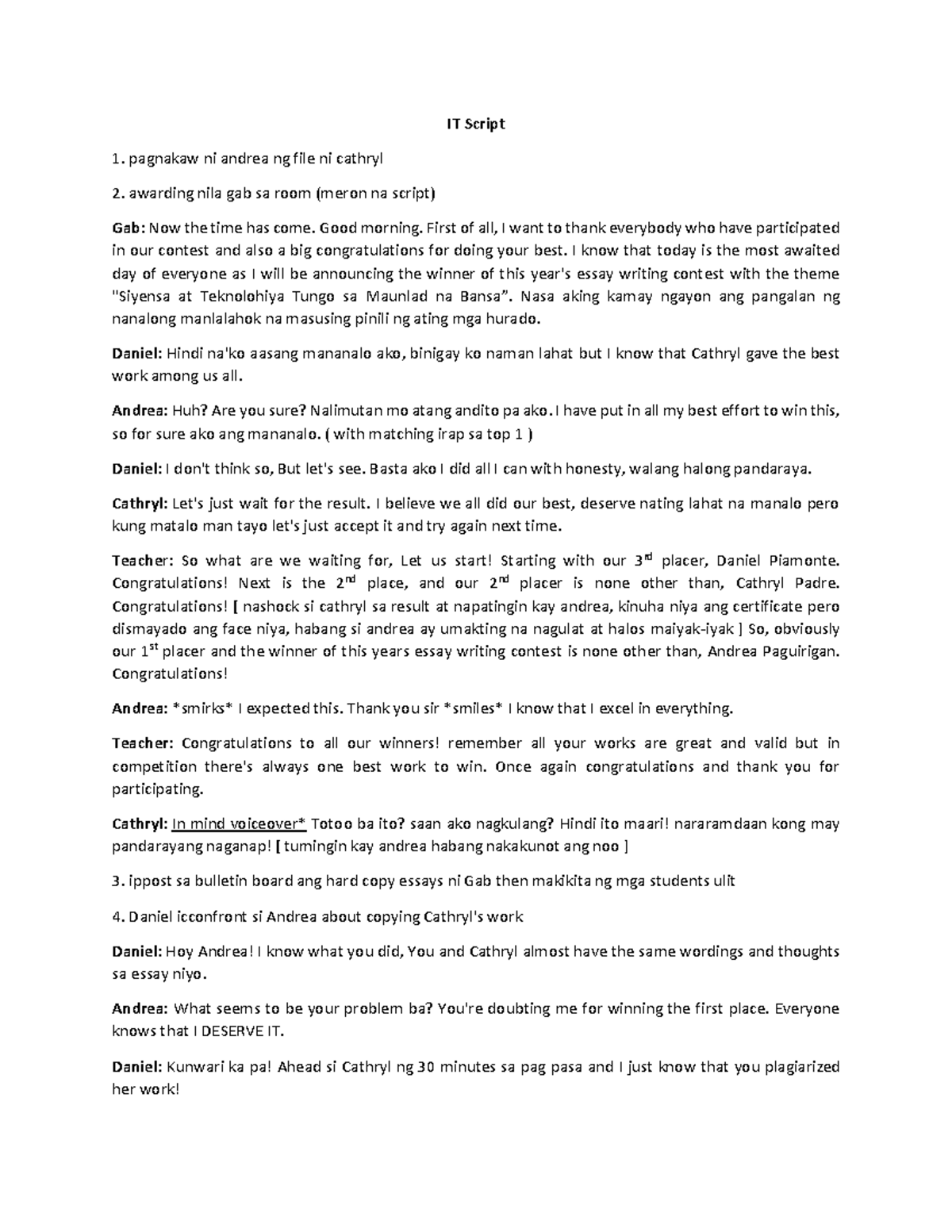 IT Script - IT Script pagnakaw ni andrea ng file ni cathryl awarding ...