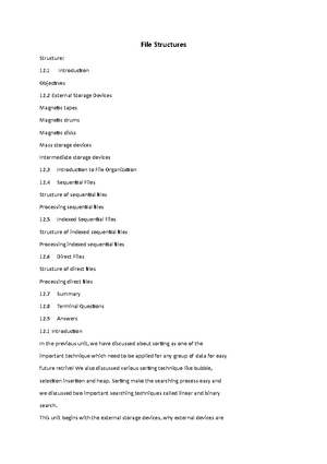 External Sorting Techniques - External Sorting Techniques Structure: 13 introduction Objectives ...