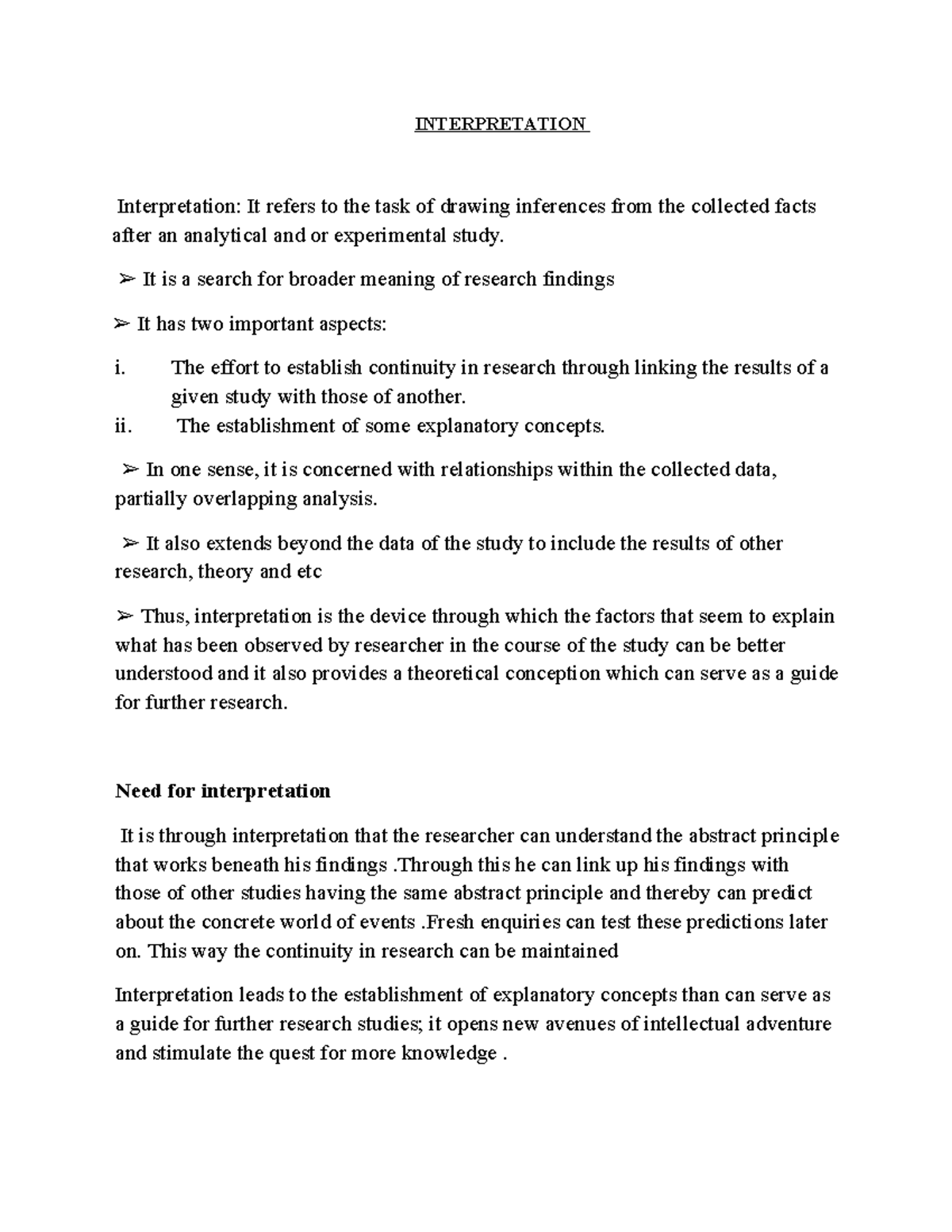 Interpretation - INTERPRETATION Interpretation: It refers to the task ...