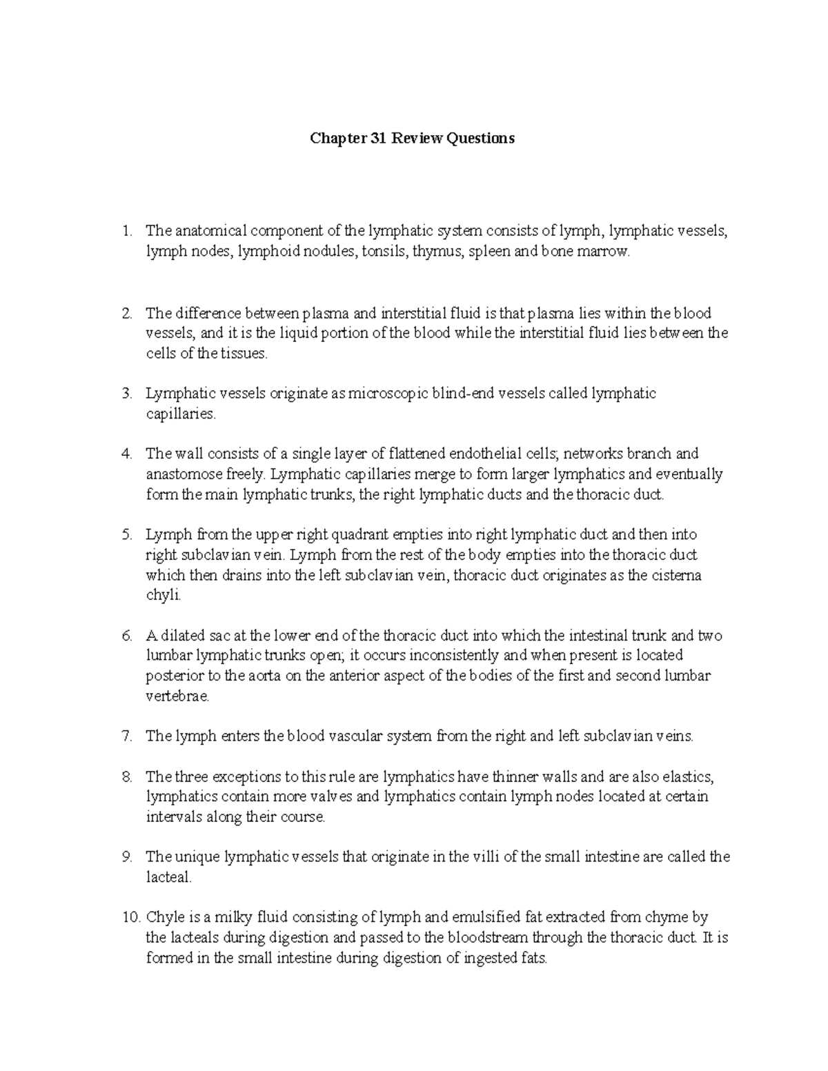 Chapter 31 A&P2 Review Questions - AHP201 - Fortis - Studocu