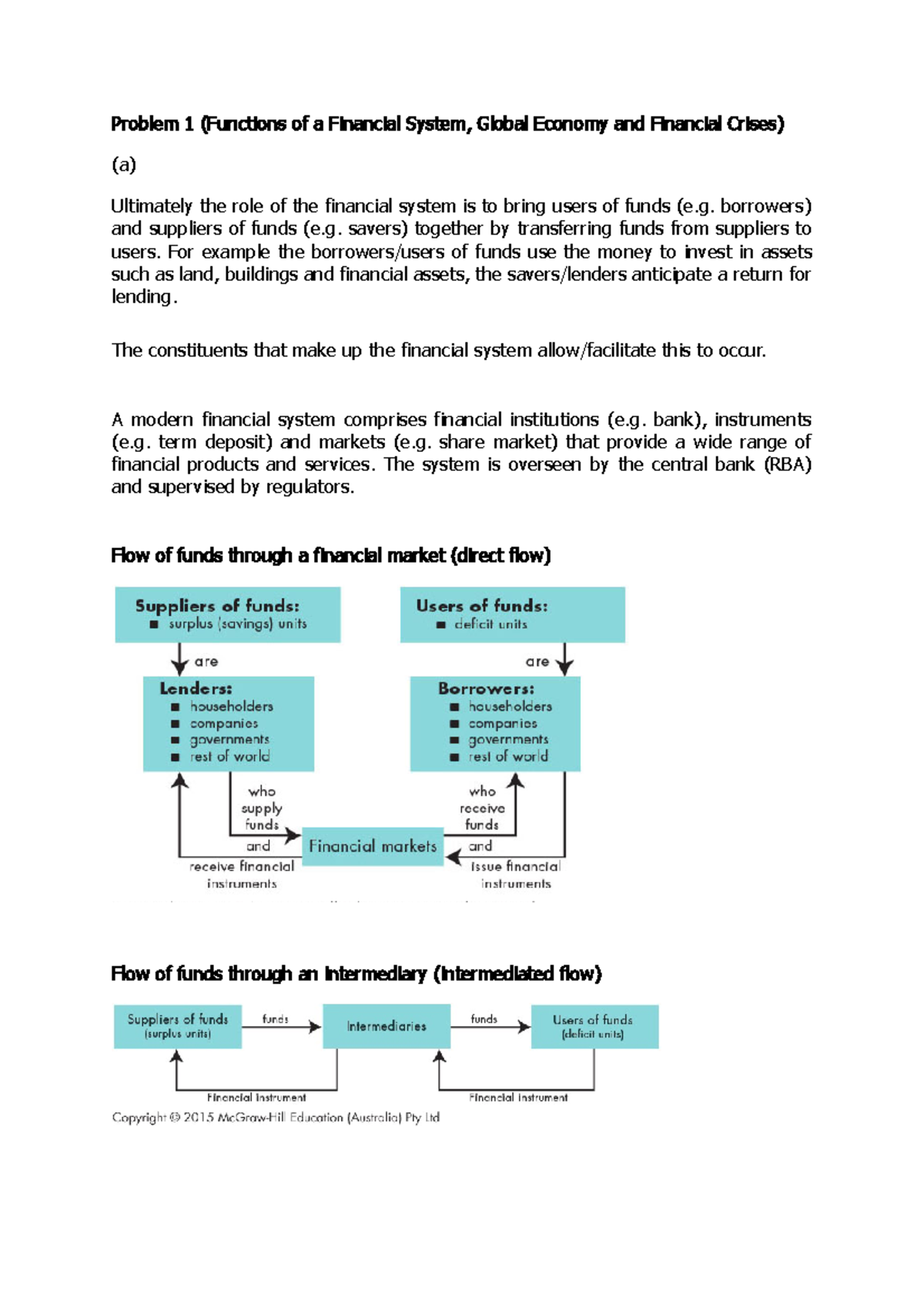 ACFI1003 Tutorial week 1 (Solutions) - A Modern Financial System ...