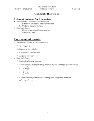 Formula-sheet - phys211 formula sheet - Kinematics v = v 0 + at r = r 0 + v 0 t + at 2 / v 2 = v ...