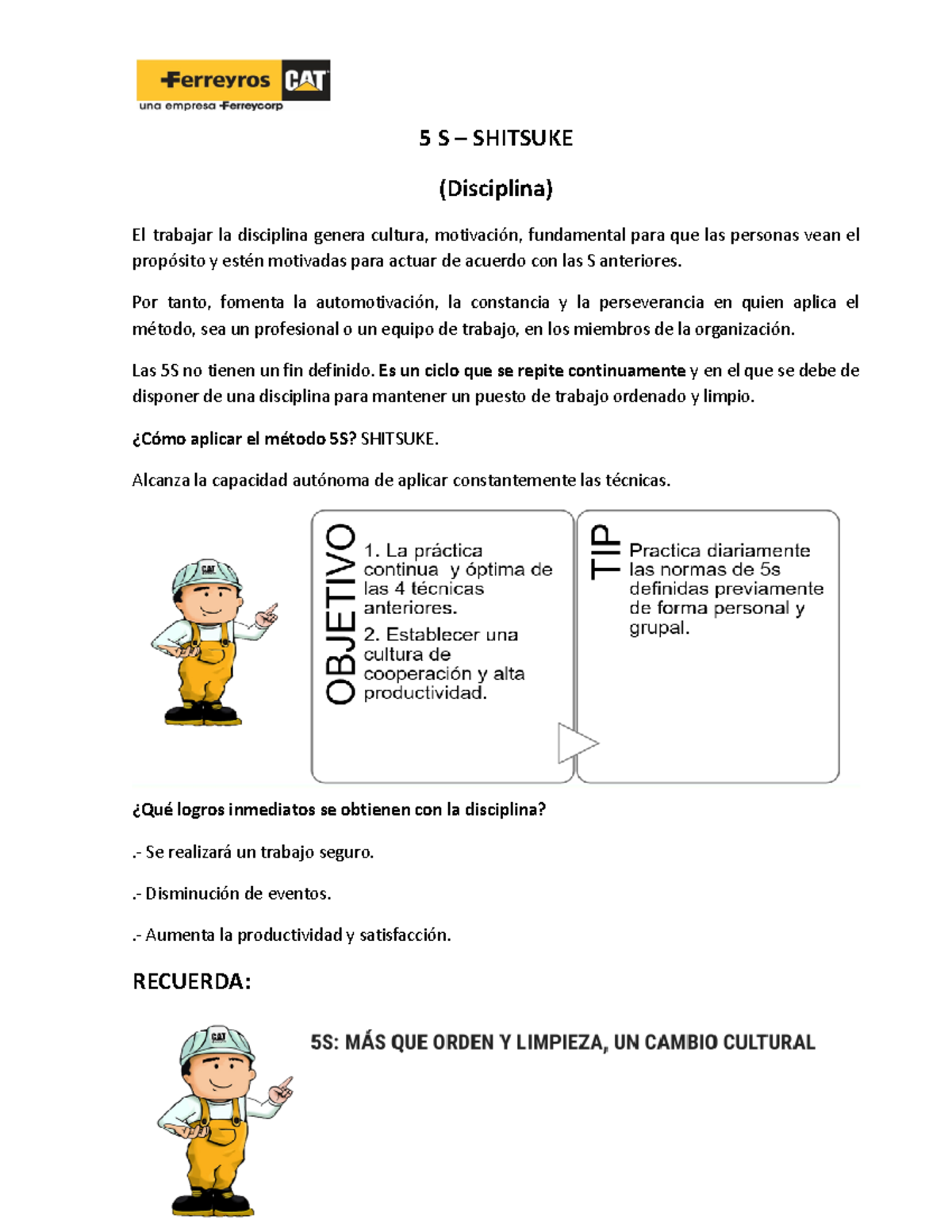 05.- Shitsuke - saludos - 5 S – SHITSUKE (Disciplina) El trabajar la ...