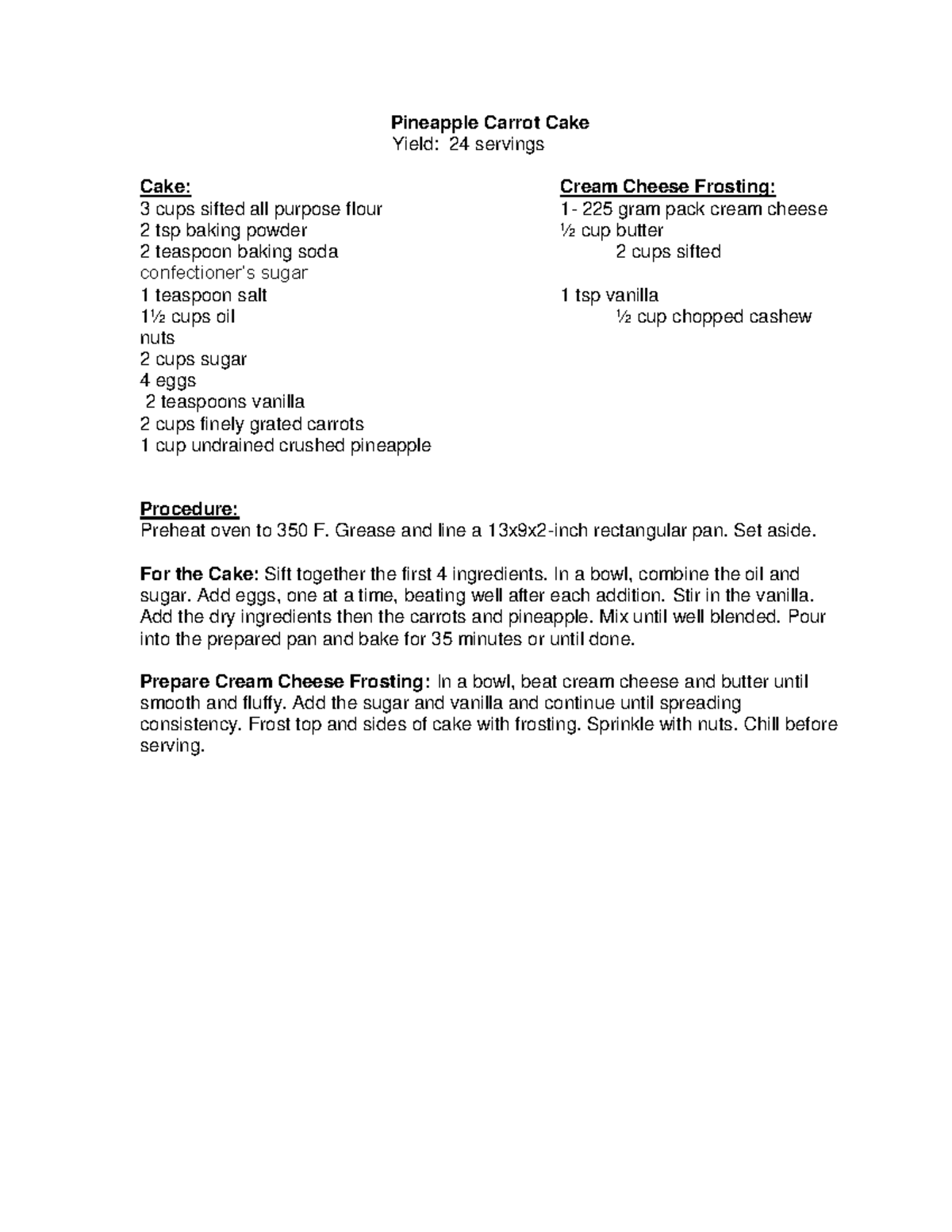 Pineapple Carrot Cake - Just ingredients and procedure - Pineapple ...