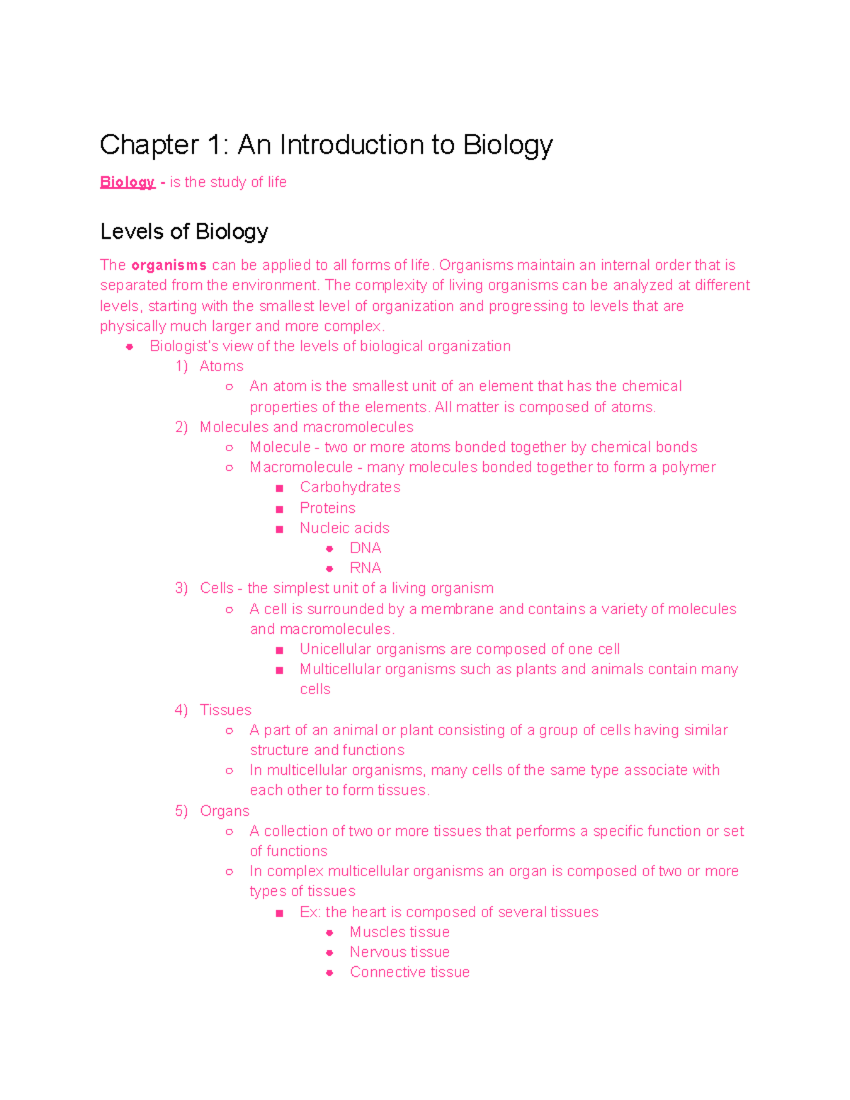 Bio 2000 ch 1 - Summary Fund Of Bio Ii:Cell /Molecular - Chapter 1: An ...