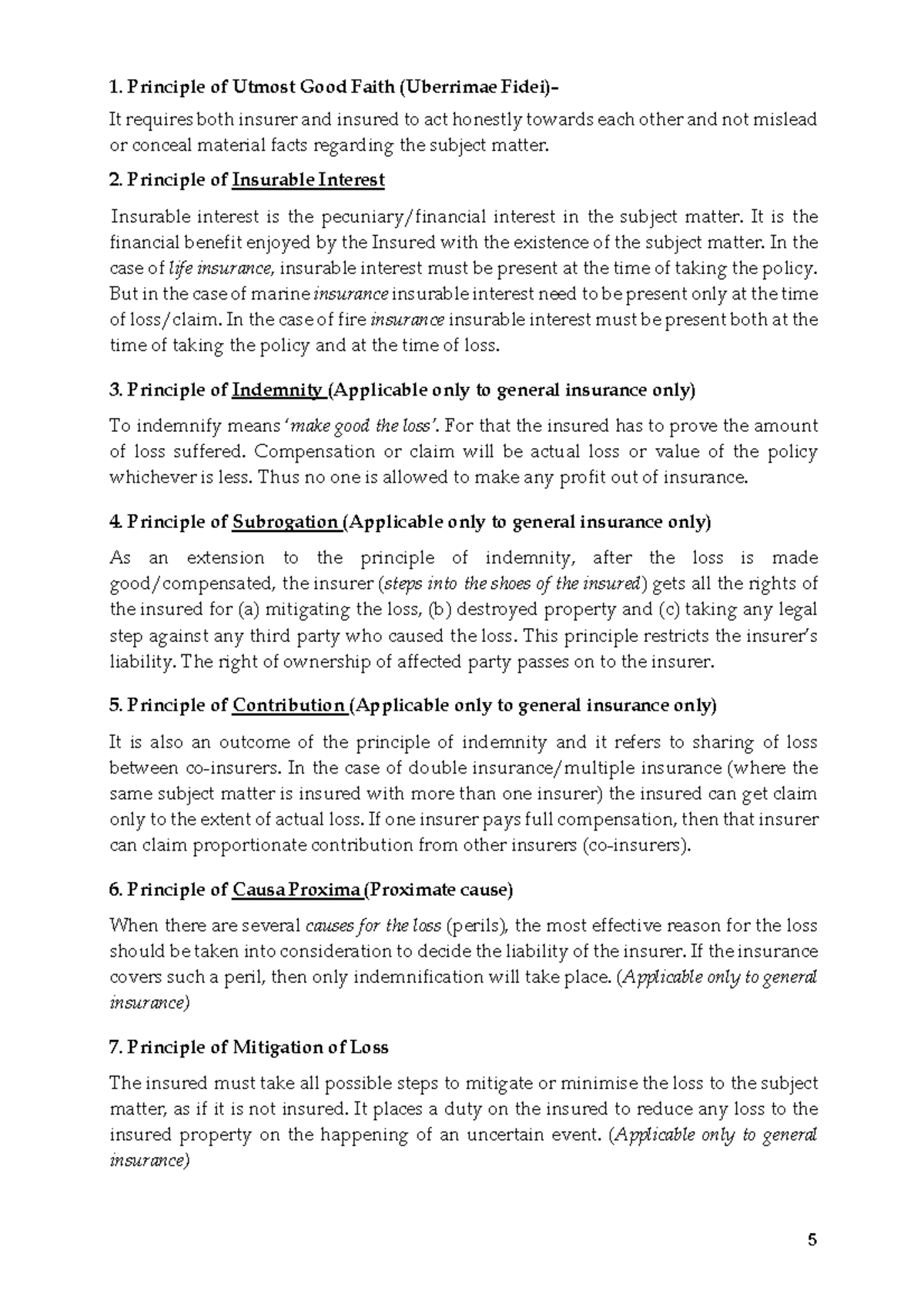 4.2 Principles of Insurance - 5 Principle of Utmost Good Faith ...