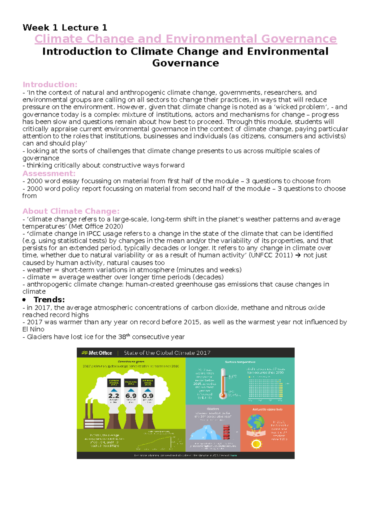 Week 1 Lecture 1 - Climate Change - However, given that climate change ...