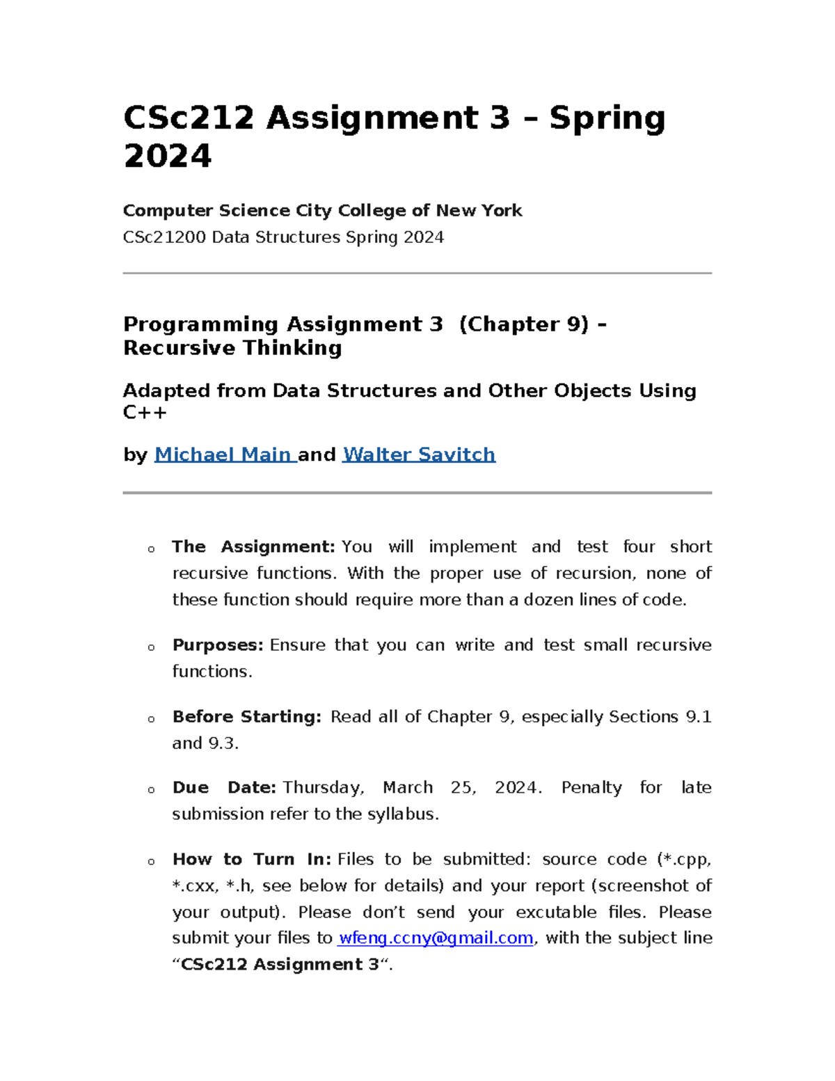 CSc212 Assignment 3 - Classes and namespaces - CSc212 Assignment 3 – Spring 2024 Computer ...