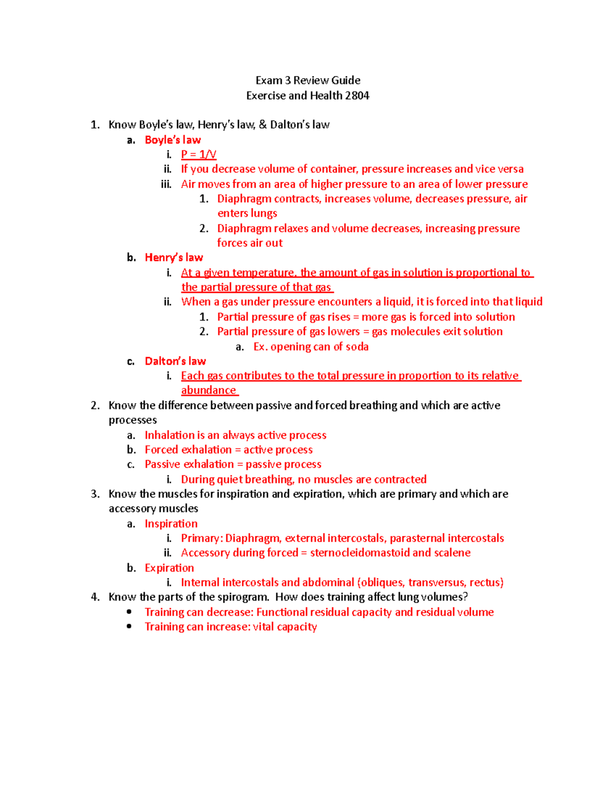 Exam 3 Review Guide - Exam 3 Review Guide Exercise and Health 2804 Know ...