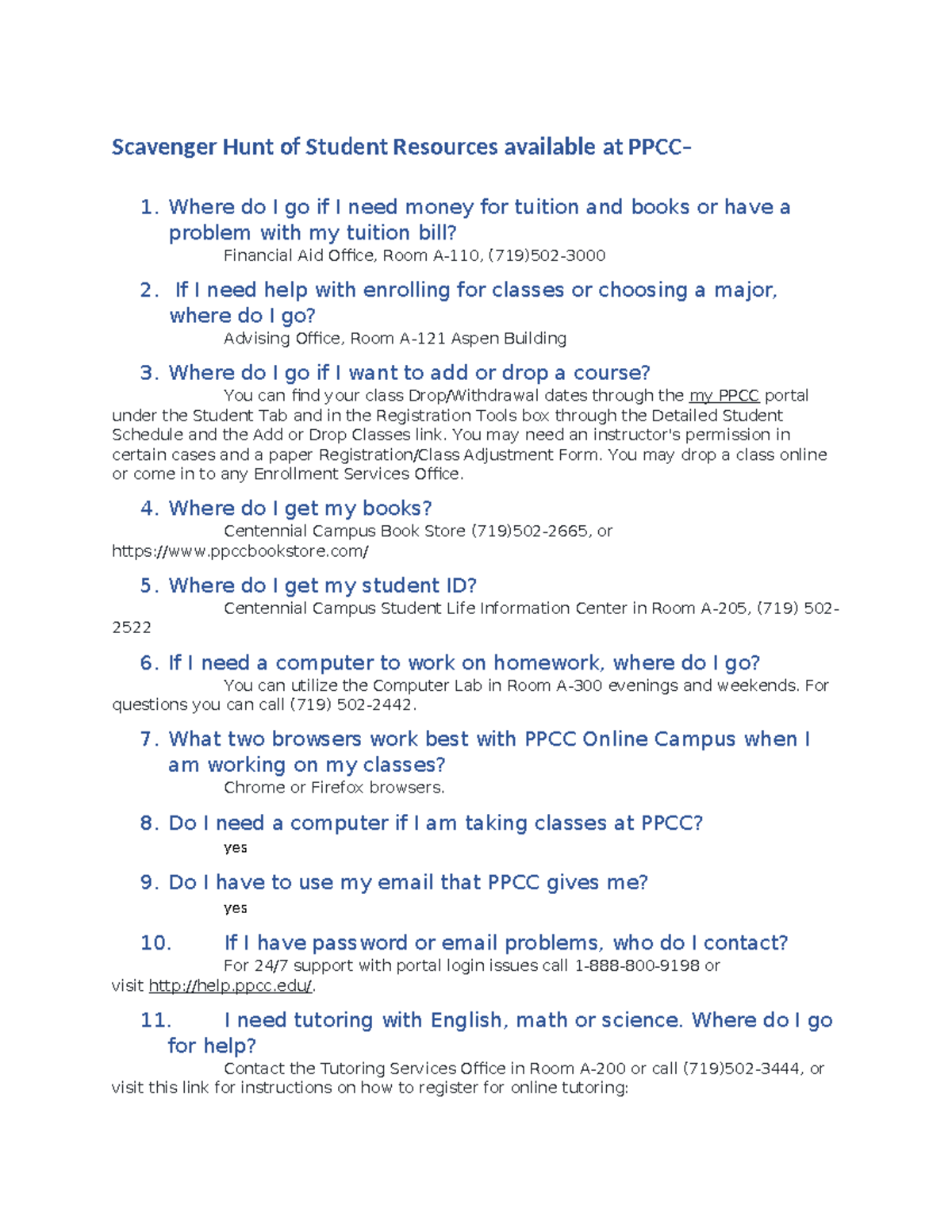 Scavenger+Hunt+of+PPCC+Student+Resources-2 - Scavenger Hunt of Student ...