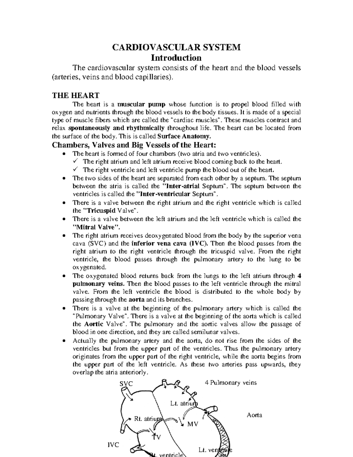 Cardiovascular System 1 - CARDIOVASCULAR SYSTEM Introduction The ...