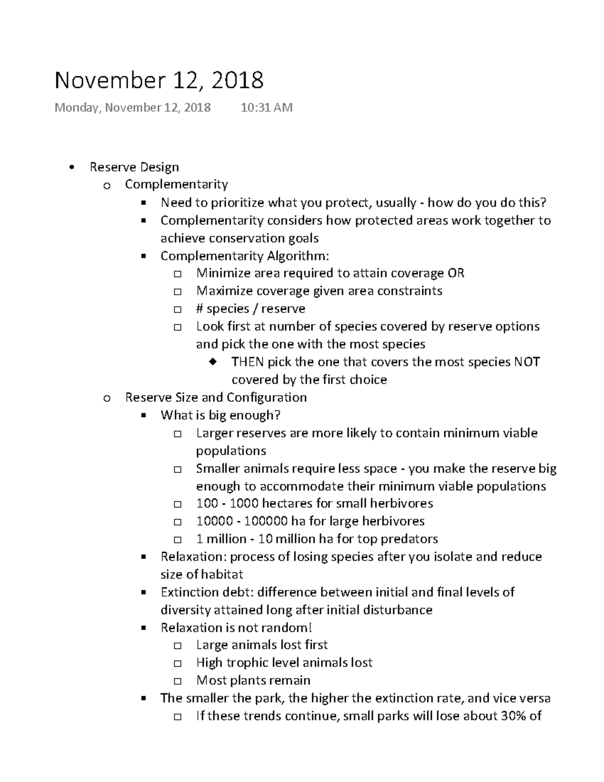 Reserve Design and Management Part 2 - Reserve Design Complementarity ...