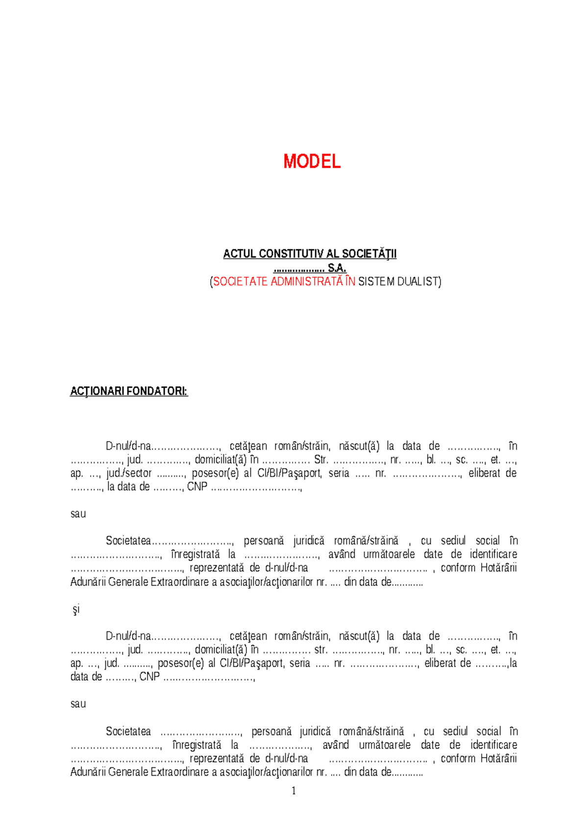 Model AC SA Dualist Modificat - MODEL ACTUL CONSTITUTIV AL SOCIETĂŢII ................... S ...