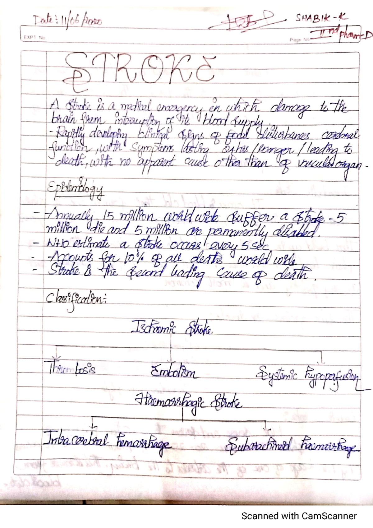 Stroke - These are lecture notes - Bachelor of medicine and bachelor of ...