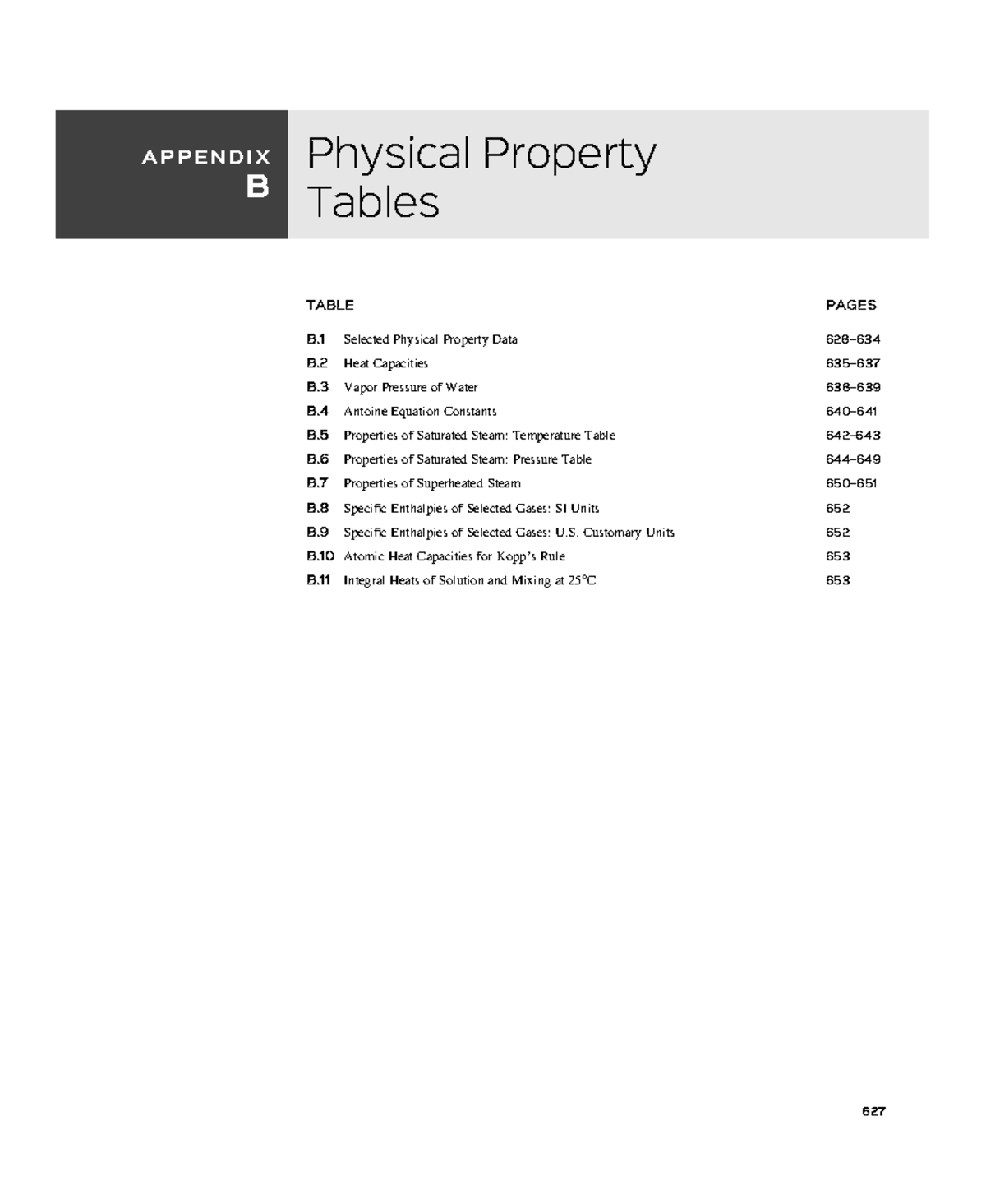 Physical properties tables (Felder 4th ed) - 630 TABLE B B ...