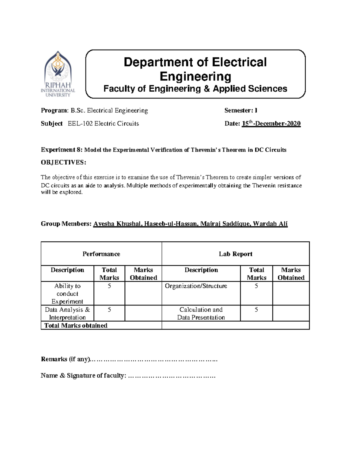 Shah Abdul Aziz Sahibzada (25791) Electric Circuits (LAB) Report 08 ...