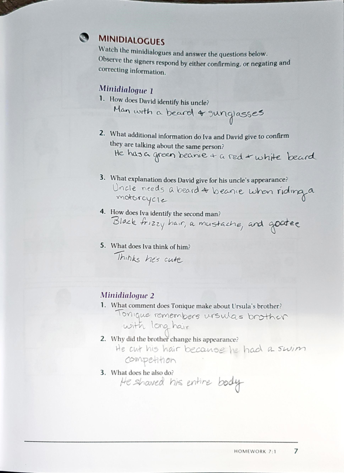 Unit 7 - Signing Naurally Chapter 7 - MINIDIALOGUES Watch the ...