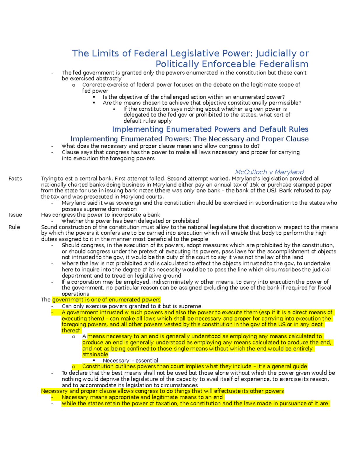 The Limits of Federal Legislative Power - First attempt failed. Second ...