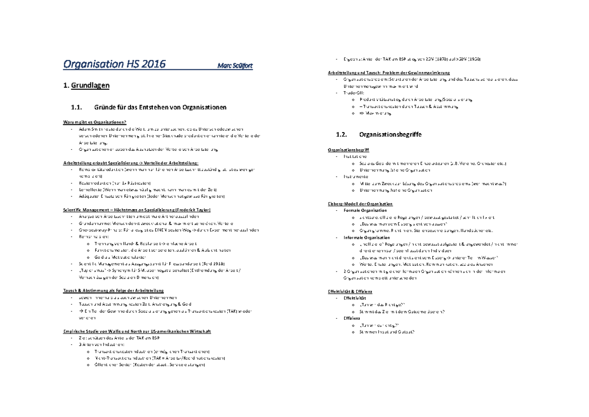 ZF Organisation HS16 - Zusammenfassung - Organisation HS 2016 Marc ...
