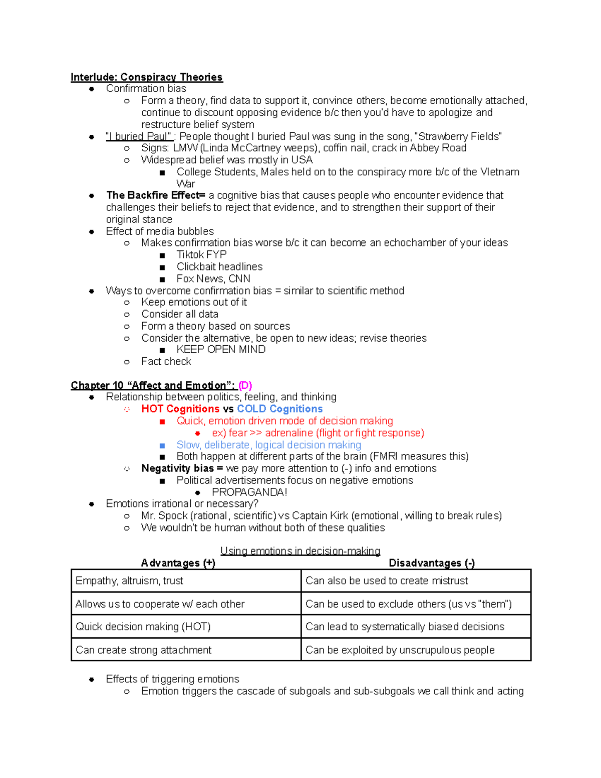 POL 4 Final Notes Part 2 - Interlude: Conspiracy Theories Confirmation ...