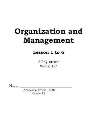 Organization and Management - Organization and Management Lesson 1 to 6 ...
