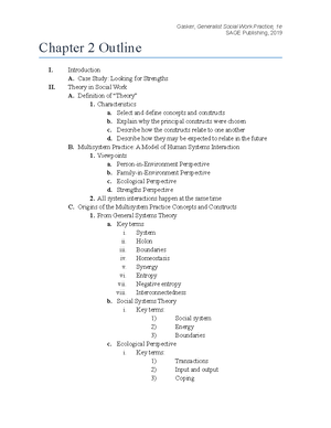 Gen Practice-I - Gasker-Chapter 3 Outline - Gasker, Generalist Social ...