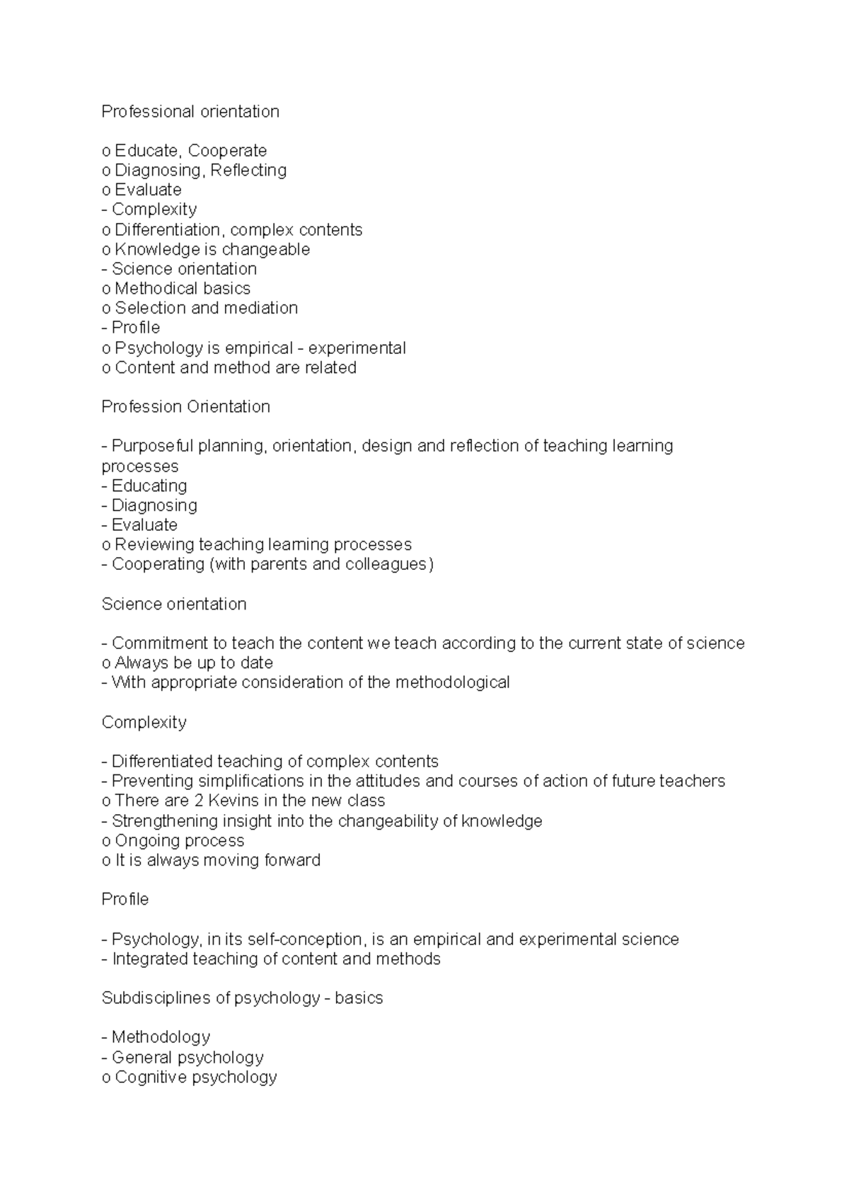 Professional orientation - Studocu