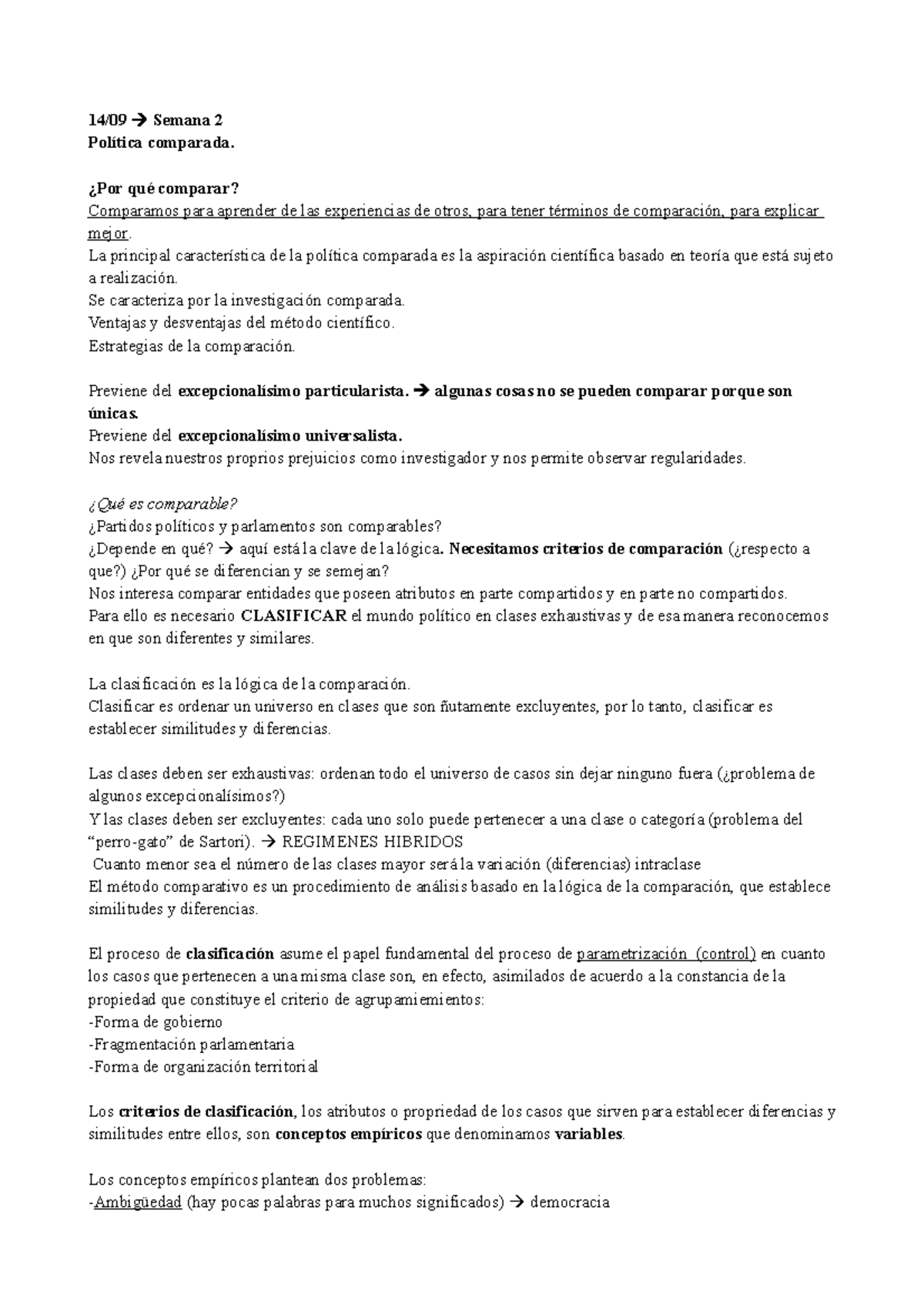 Politica comparada - Apuntes 1-2-3-4-5-8 - 14/09 Semana 2 Política ...