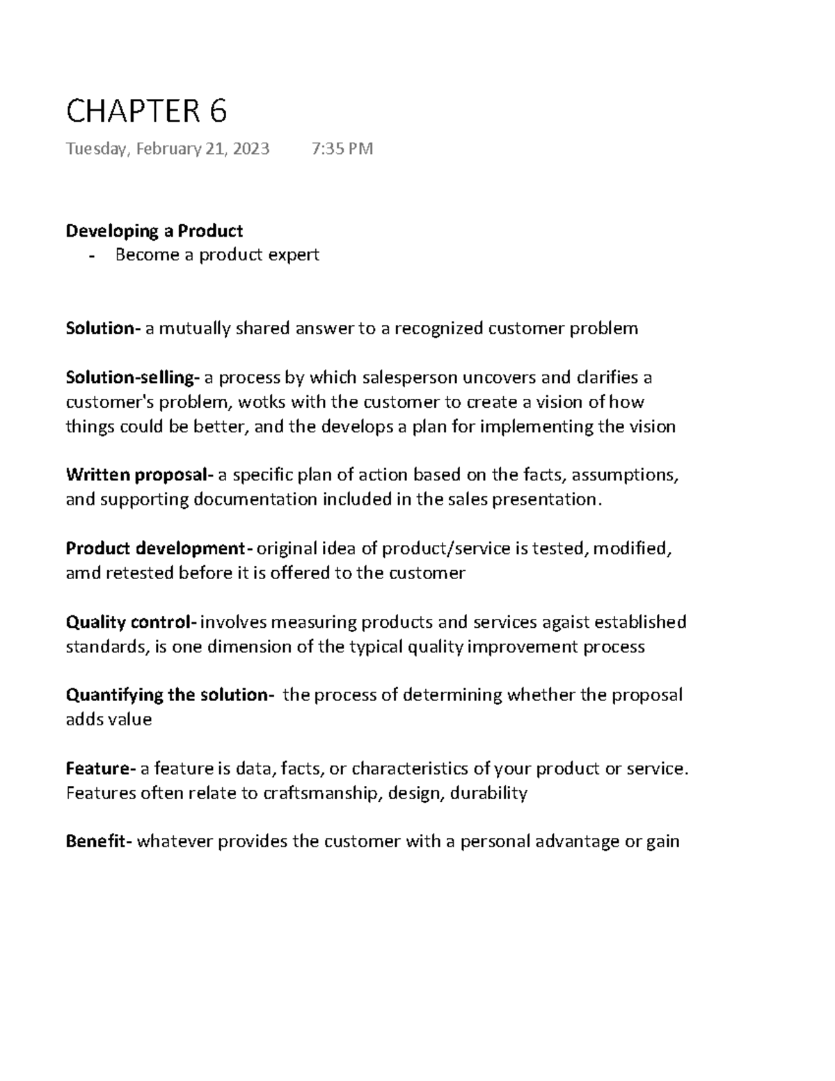 Chapter 6 - Developing a Product - Become a product expert Solution- a ...