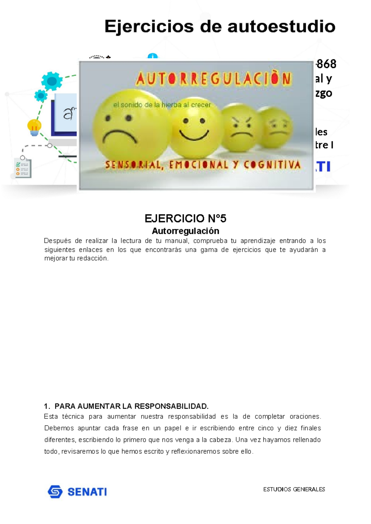 Autorregulación - tarea - EJERCICIO N° Autorregulación Después de ...