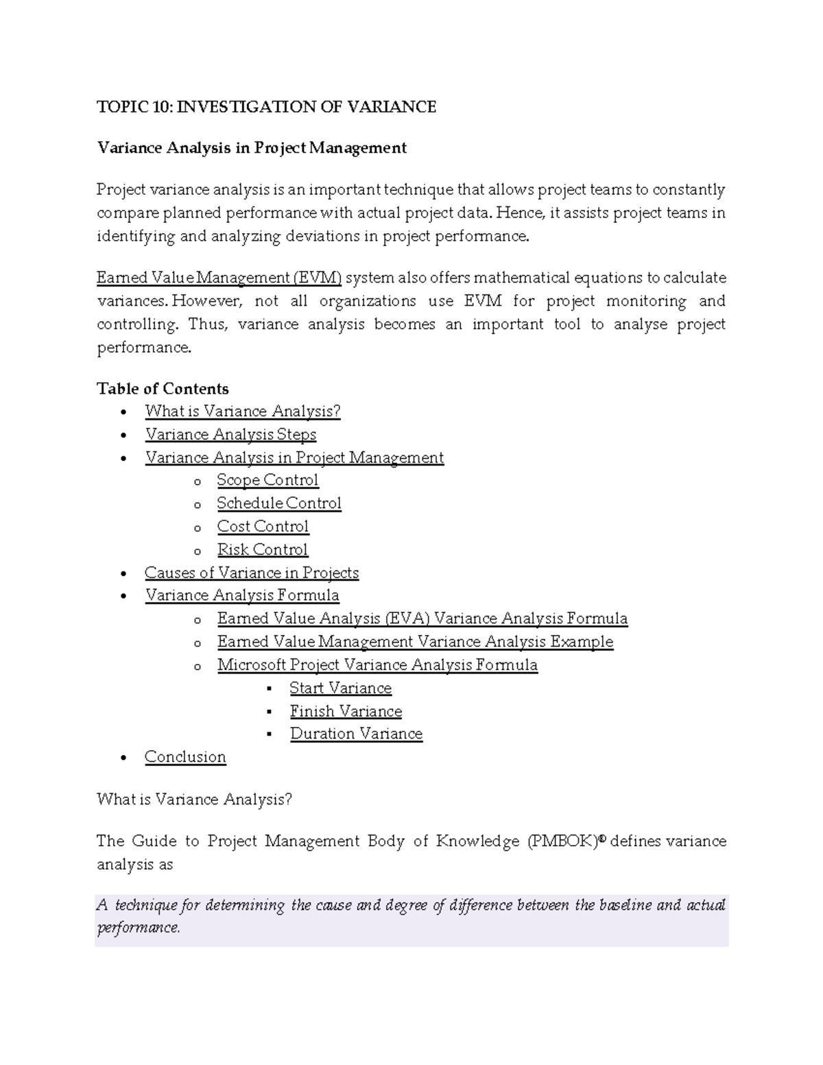Lesson 9 Investigation OF Variance - TOPIC 10 : INVESTIGATION OF ...