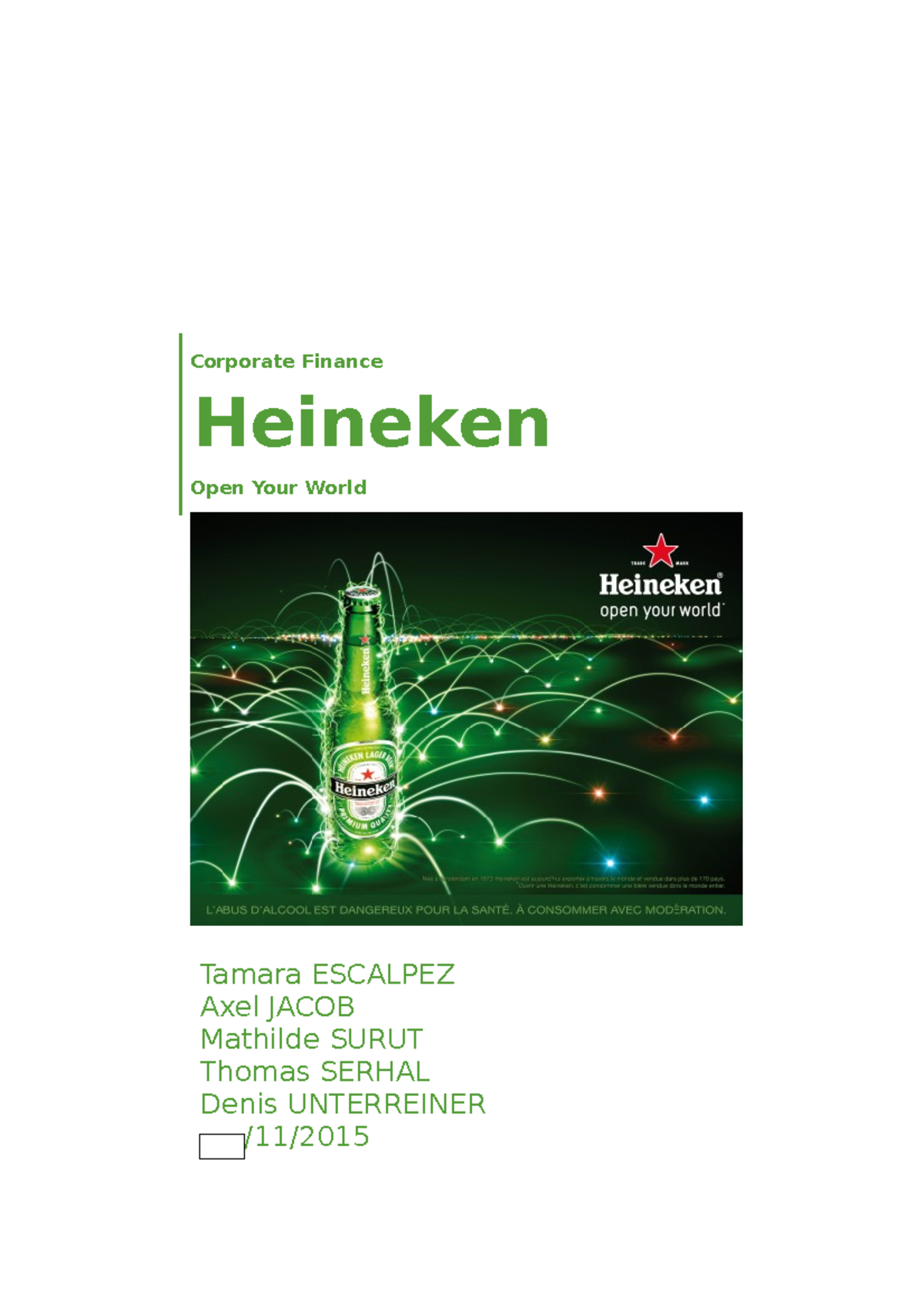 Heineken - Final Document - Tamara ESCALPEZ Axel JACOB Mathilde SURUT ...