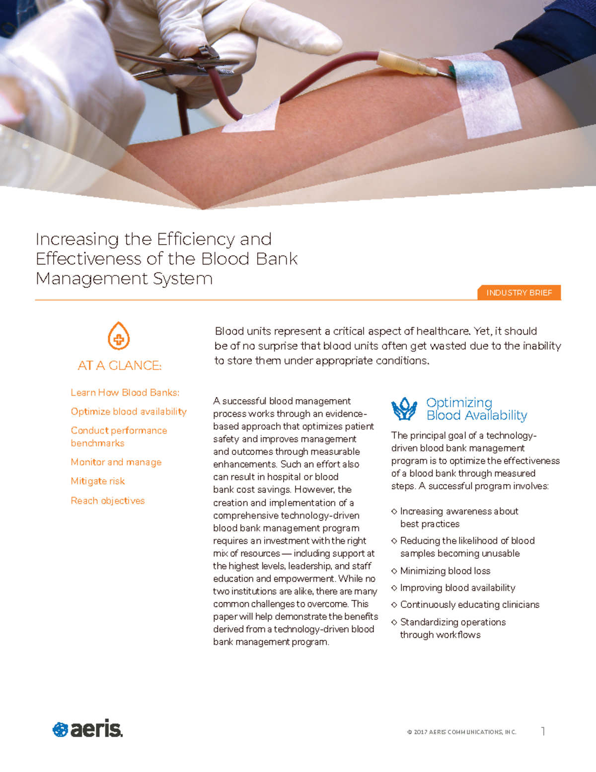 Blood 20Bank20Industry 20Brief - Increasing the Efficiency and ...