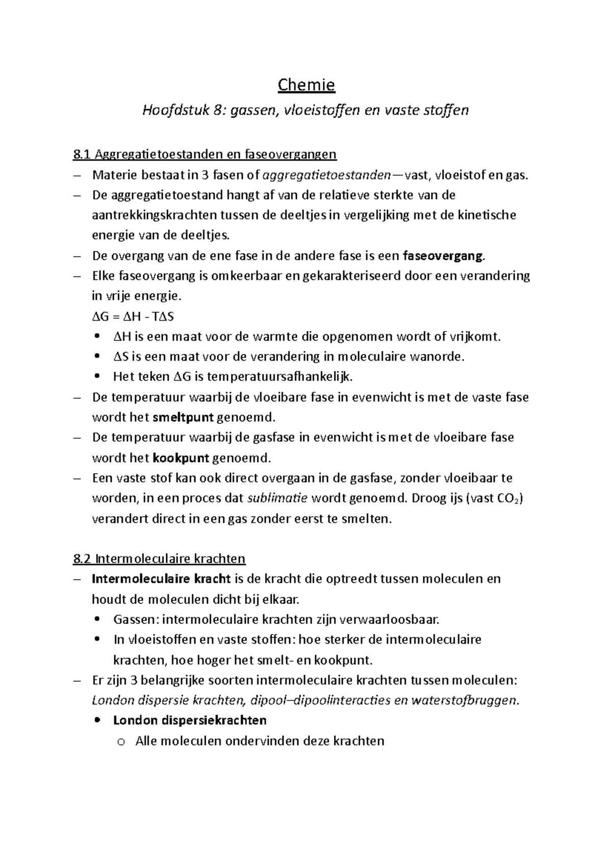 Chemie H8: gassen, vloeistoffen en vaste stoffen - Chemie Hoofdstuk 8 ...