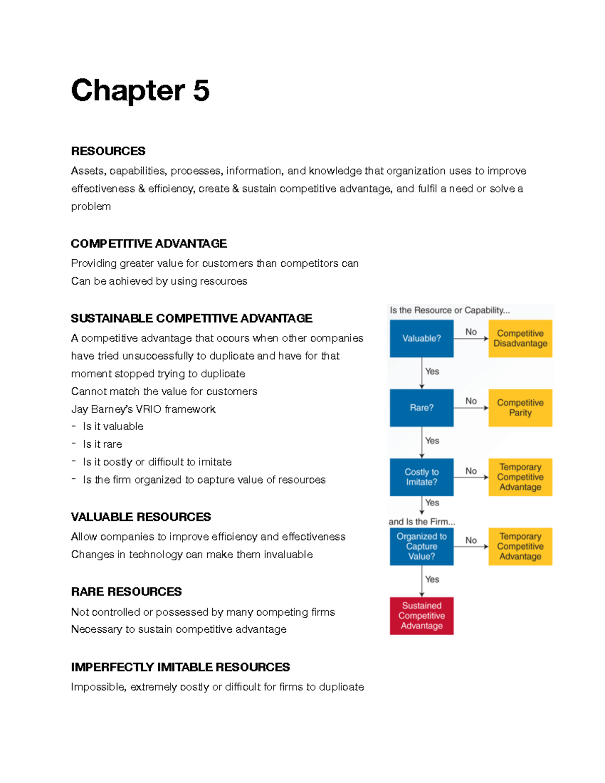 ADMN232- Review - final exam notes - Chapter 5 RESOURCES Assets ...