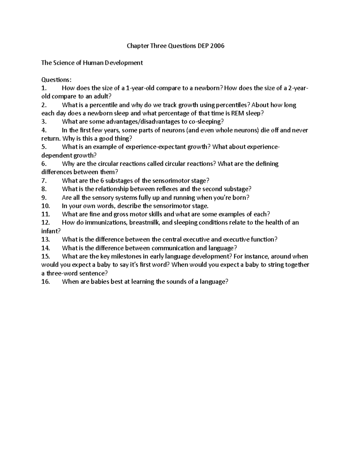 Chapter Three Questions DEP 2006 - Why is this a good thing? What is an ...