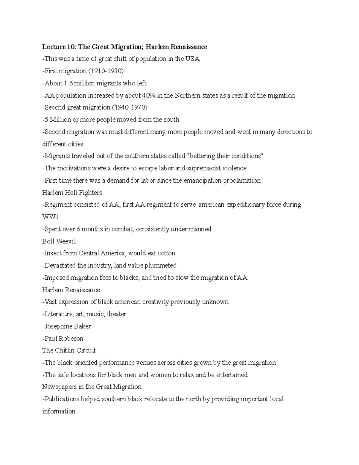 AASP100 Lecture 10 - Shane Walsh The Great Migration; Harlem ...