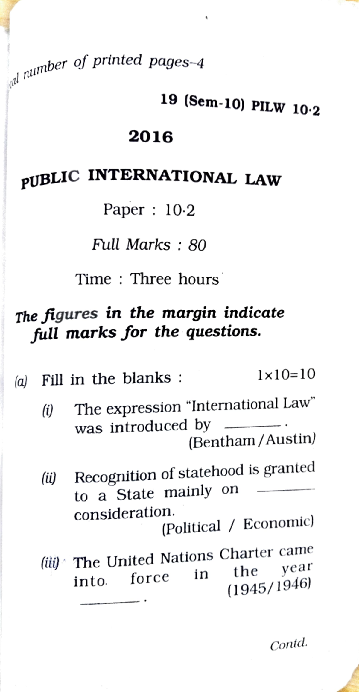 PIL BA.LLB (H) - Question paper - al number of printed pages- 19 (Sem ...