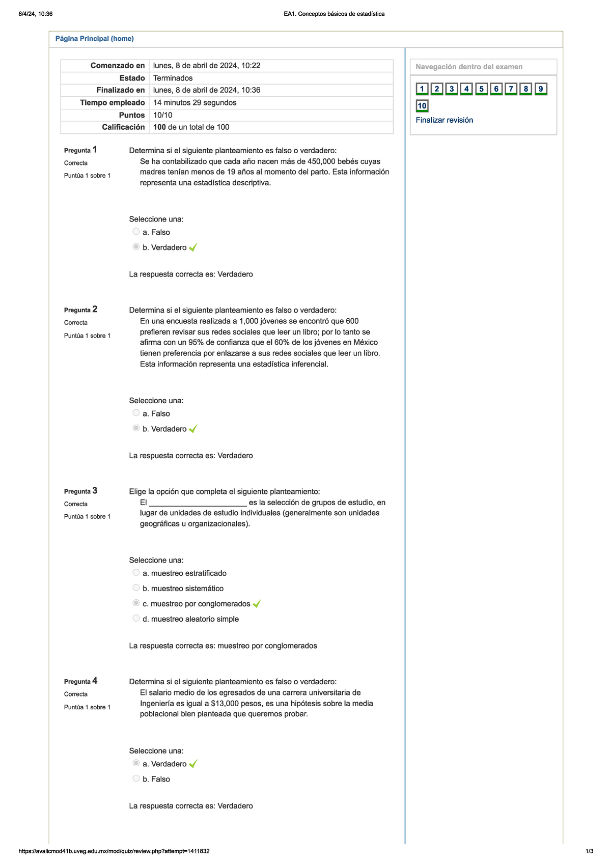 Conceptos basicos de estadistica Inferencial examen - Estadistica V2 - Studocu