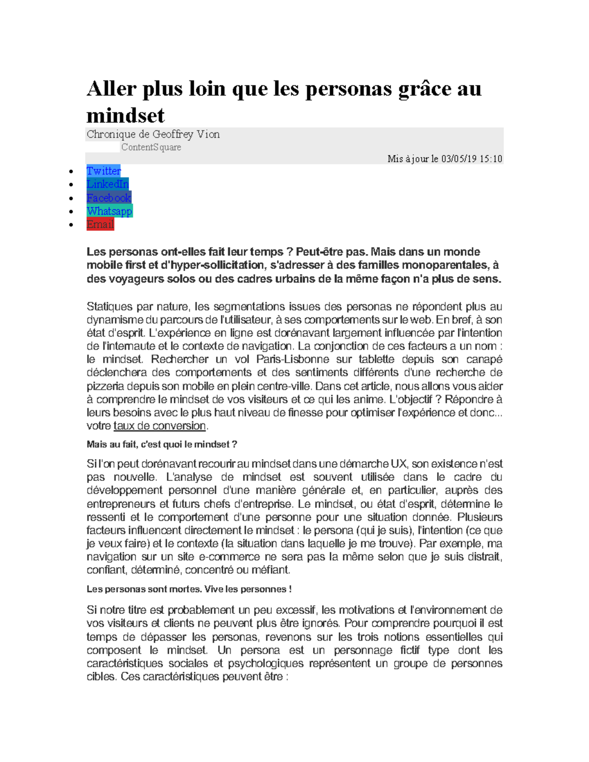Séance 3 Aller plus loin que les personas grâce au mindset - Aller plus ...