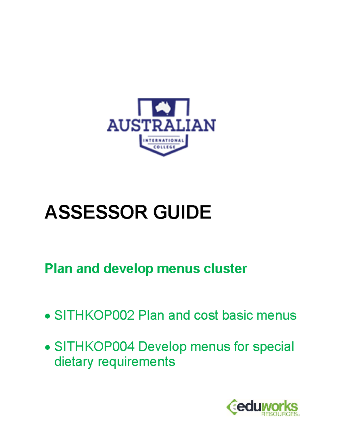 Sithkop 002 Sithkop 004 - STUDENT ASSESSMENT ASSESSOR GUIDE Plan and ...