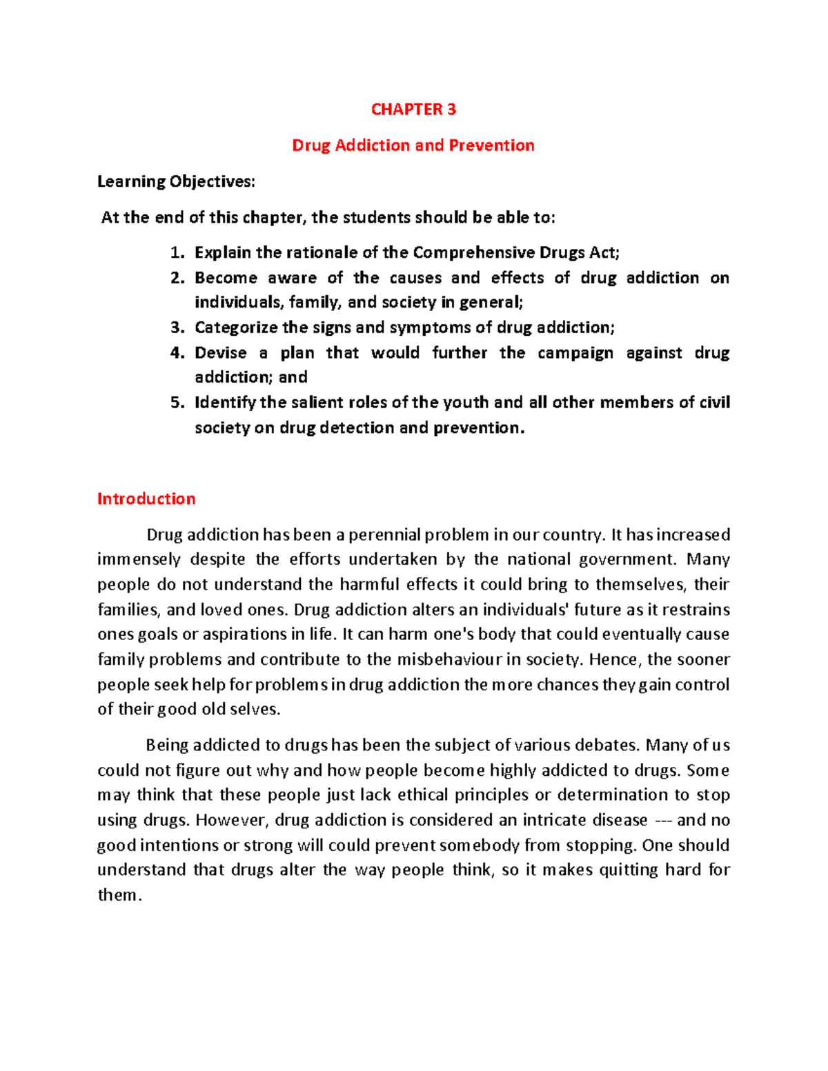 Chapter-Part-3 nstp cwts 01 - CHAPTER 3 Drug Addiction and Prevention ...