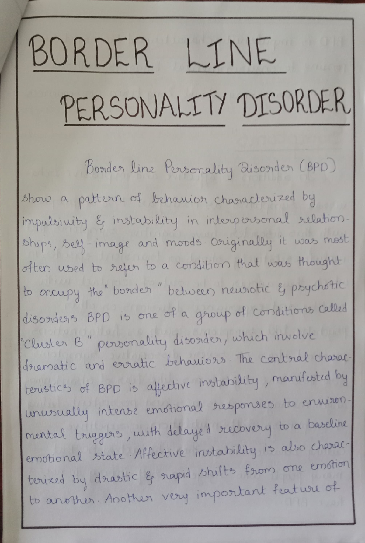 Border Line Disorders - BORDER LINE PERSONALITY DISORDER Bonden Line ...