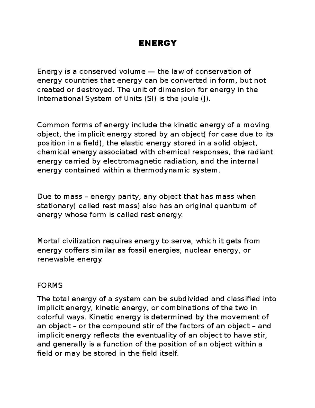 Energy - general physics - ENERGY Energy is a conserved volume — the ...