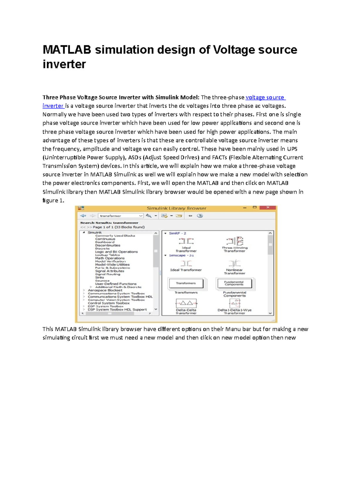 Matlab simulation design of Voltage source inverter - MATLAB simulation ...