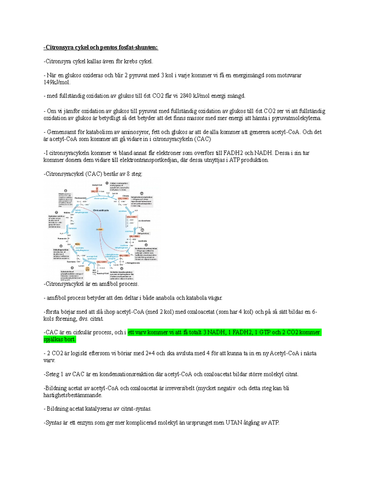 Citronsyra cykel och pentos fosfat- del 1 -Citronsyra cykel och pentos ...