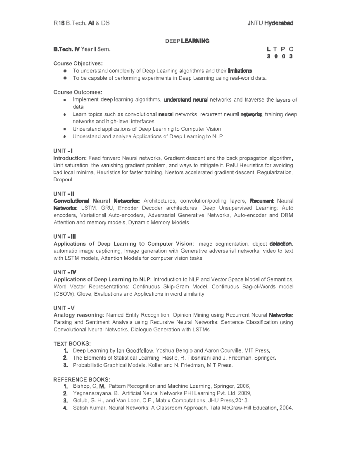 DL syllabus - HHH - R18 B. Tech. Al DS JNTU Hyderabad DEEP LEARNING B ...
