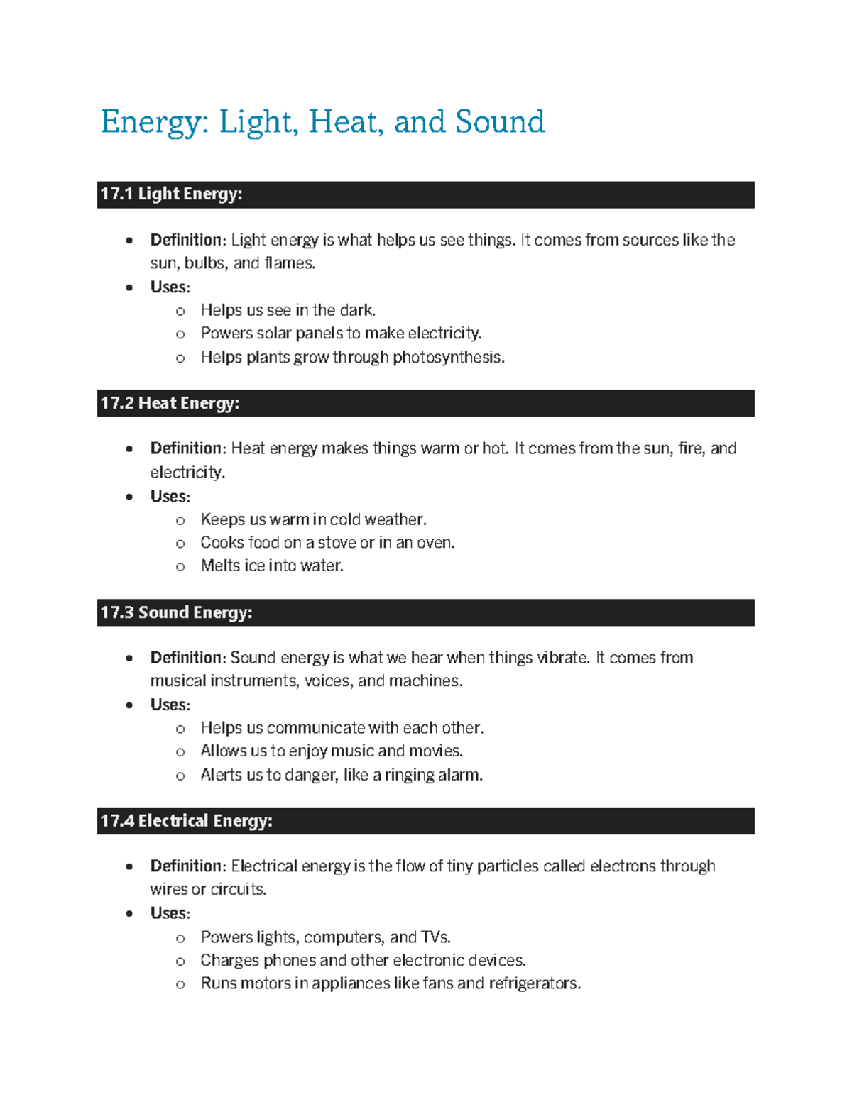 Grade 4 science Reviewer - Energy: Light, Heat, and Sound 17 Light ...